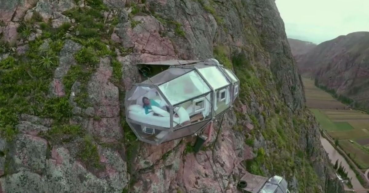 Could you sleep in a transparent bedroom hanging off a cliff face?