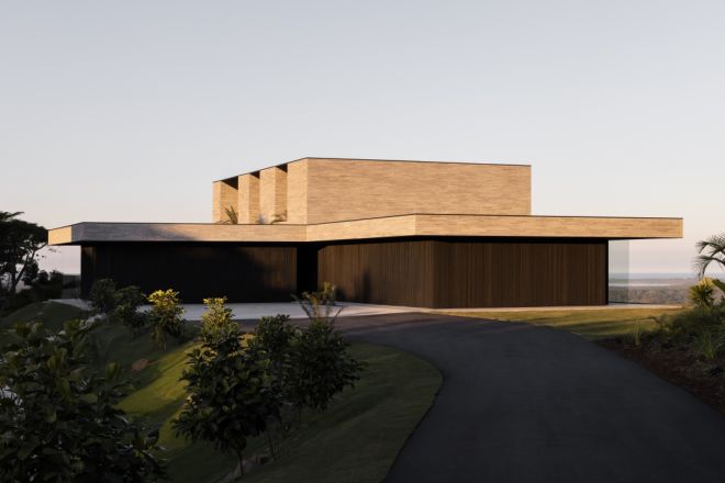 Luxury T-shaped brutalist pavilion emerges on the Queensland market