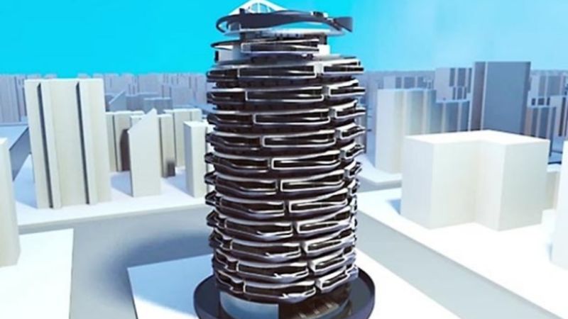 Spinning apartment building gives everyone a view