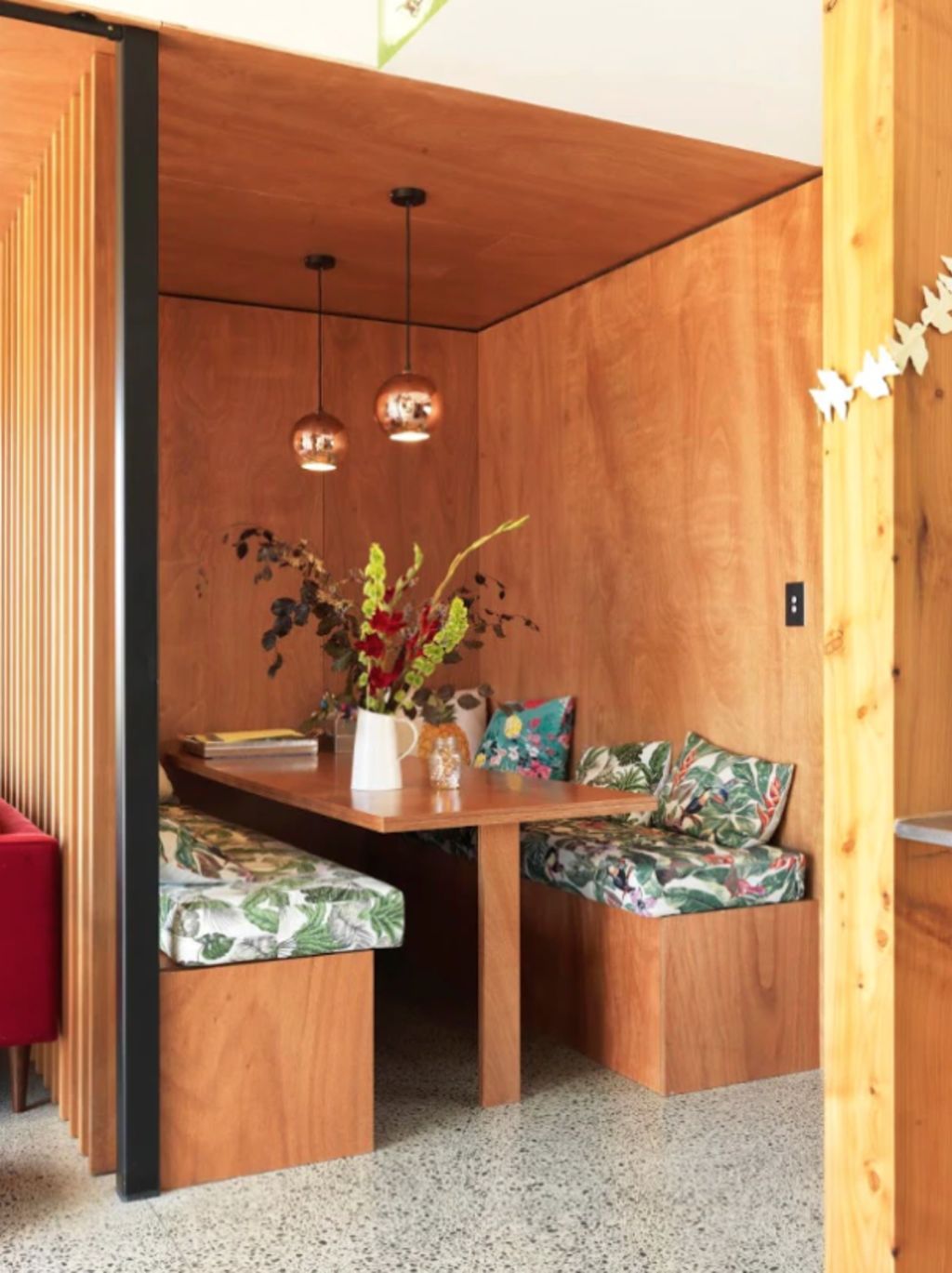 Built-in furniture is a mid-century modern look that works well in new ...