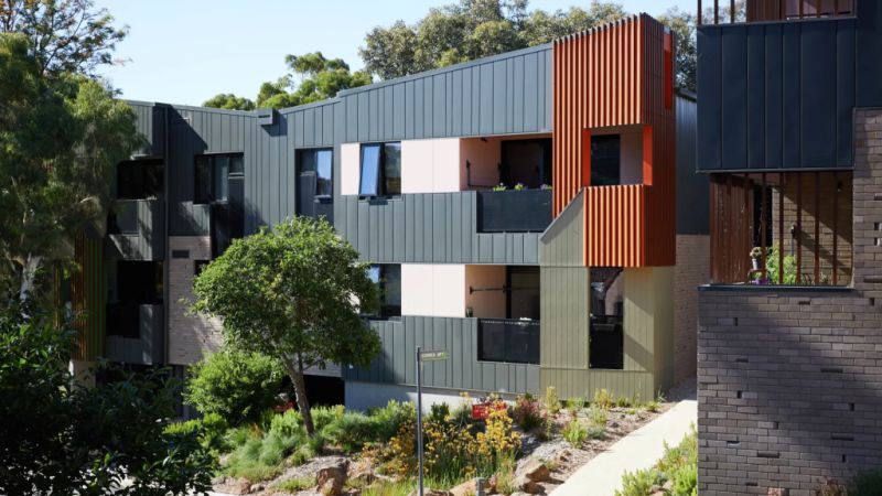 Colourful retirement home blends into bush setting