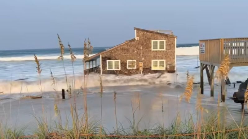 Dramatic footage surfaces of home swept into the Atlantic Ocean