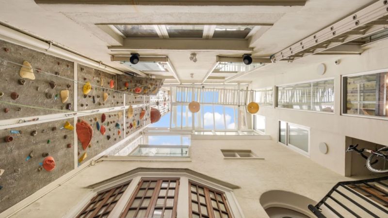 Whimsical loft house with 25-metre climbing wall for sale